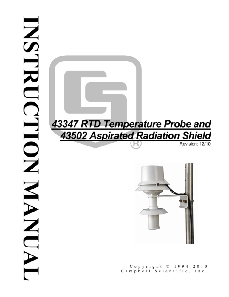 43347 RTD Temperature Probe and 43502 Aspirated Radiation Shield