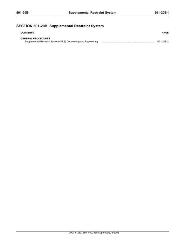 SECTION 501-20B Supplemental Restraint System
