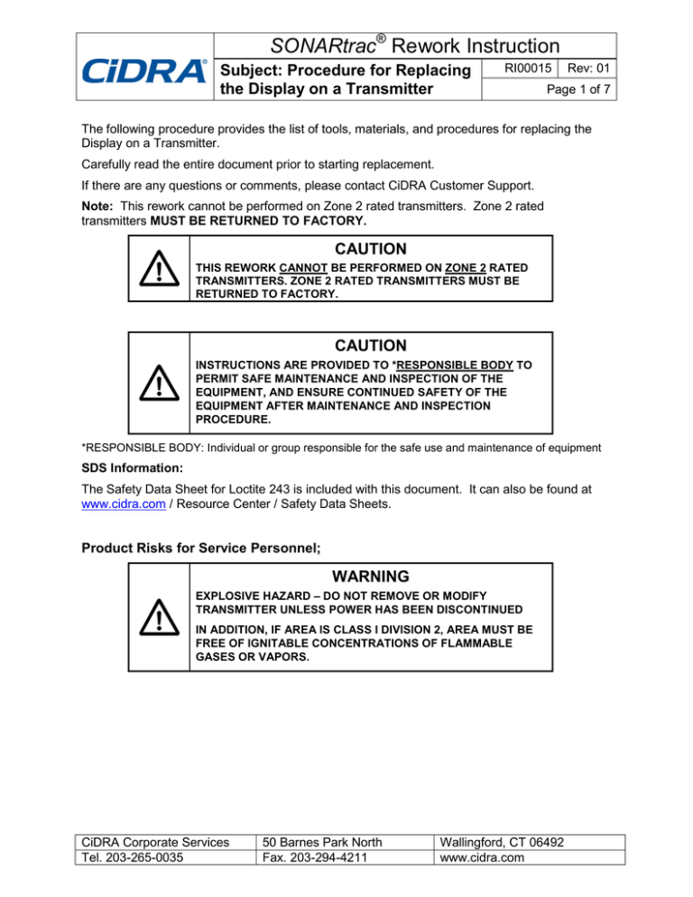 SONARtrac Rework Instruction