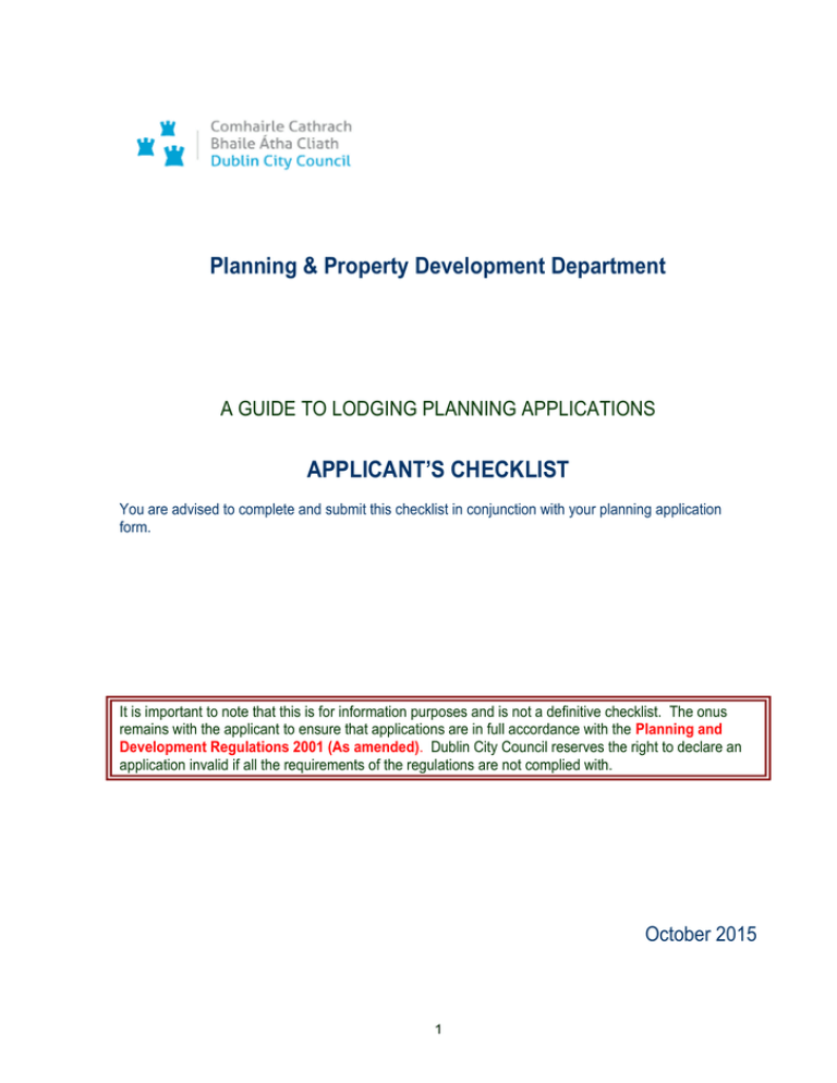 Planning Application Checklist Planning Application Checklist