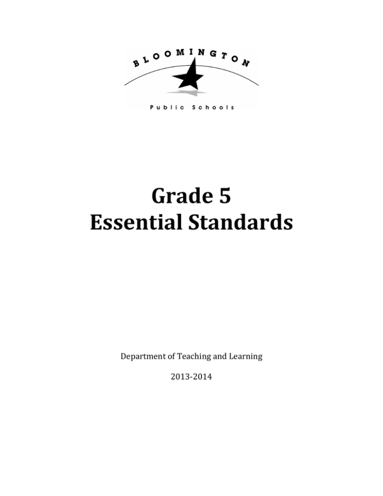 Grade 5 Standards Bloomington Public Schools Grade 5 Standards Bloomington Public Schools