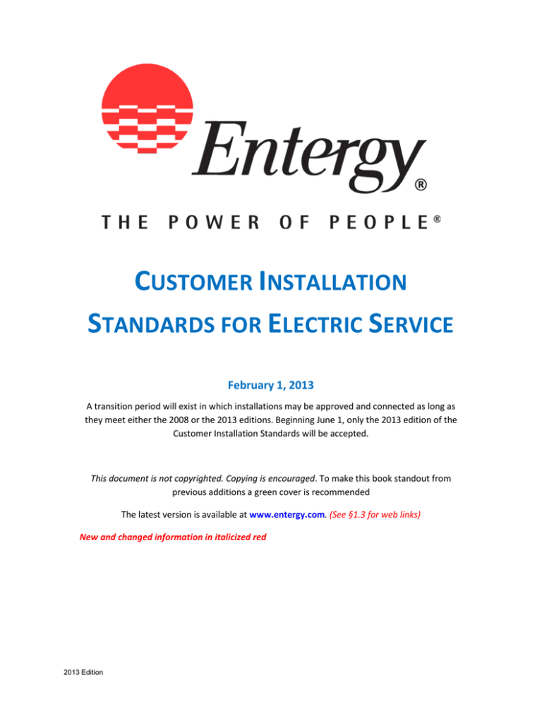 Customer Installation Standards - 2008 Edition