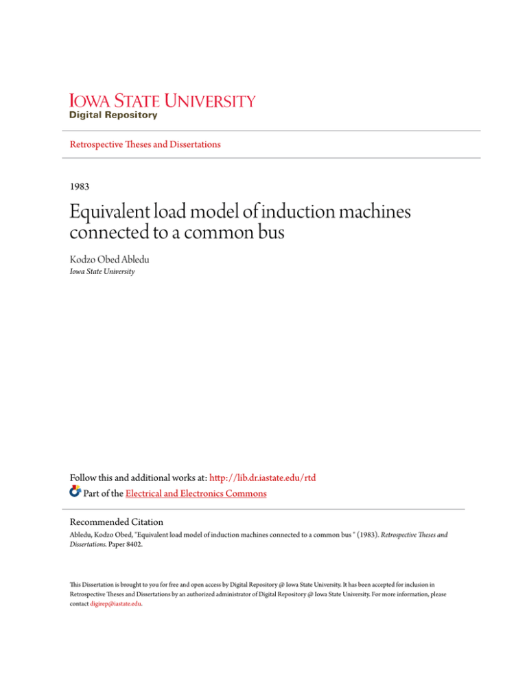 Equivalent load model of induction machines connected to a