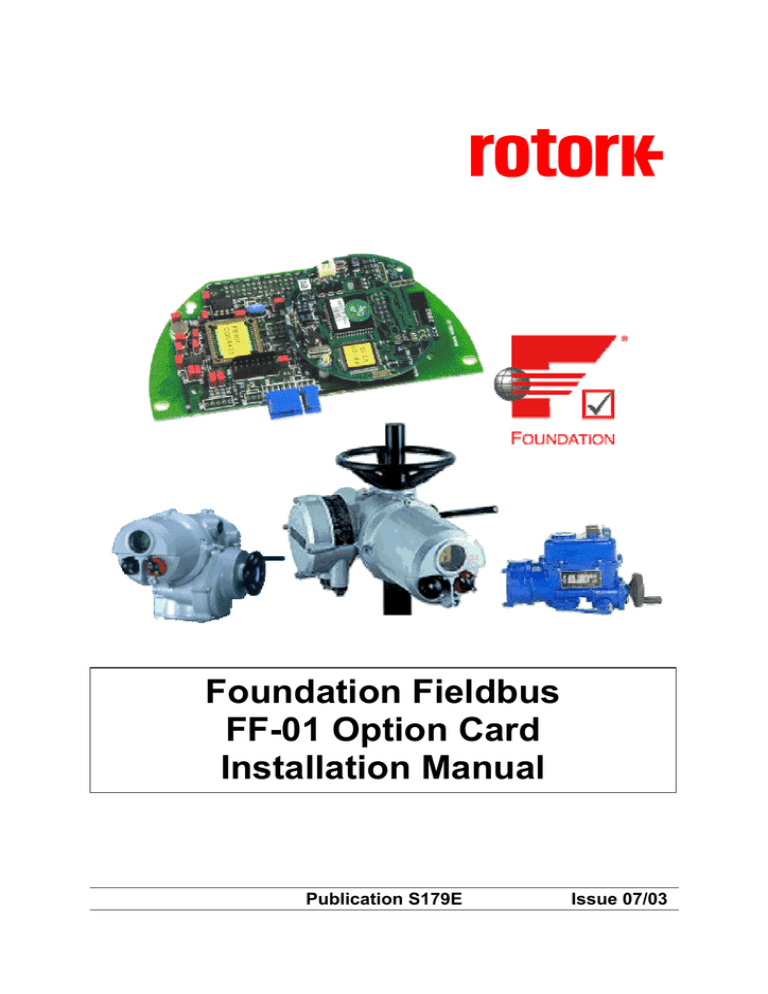Foundation Fieldbus FF-01 Option Card Installation Manual