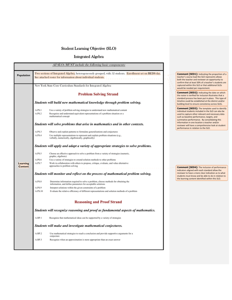 Integrated Algebra With Roster