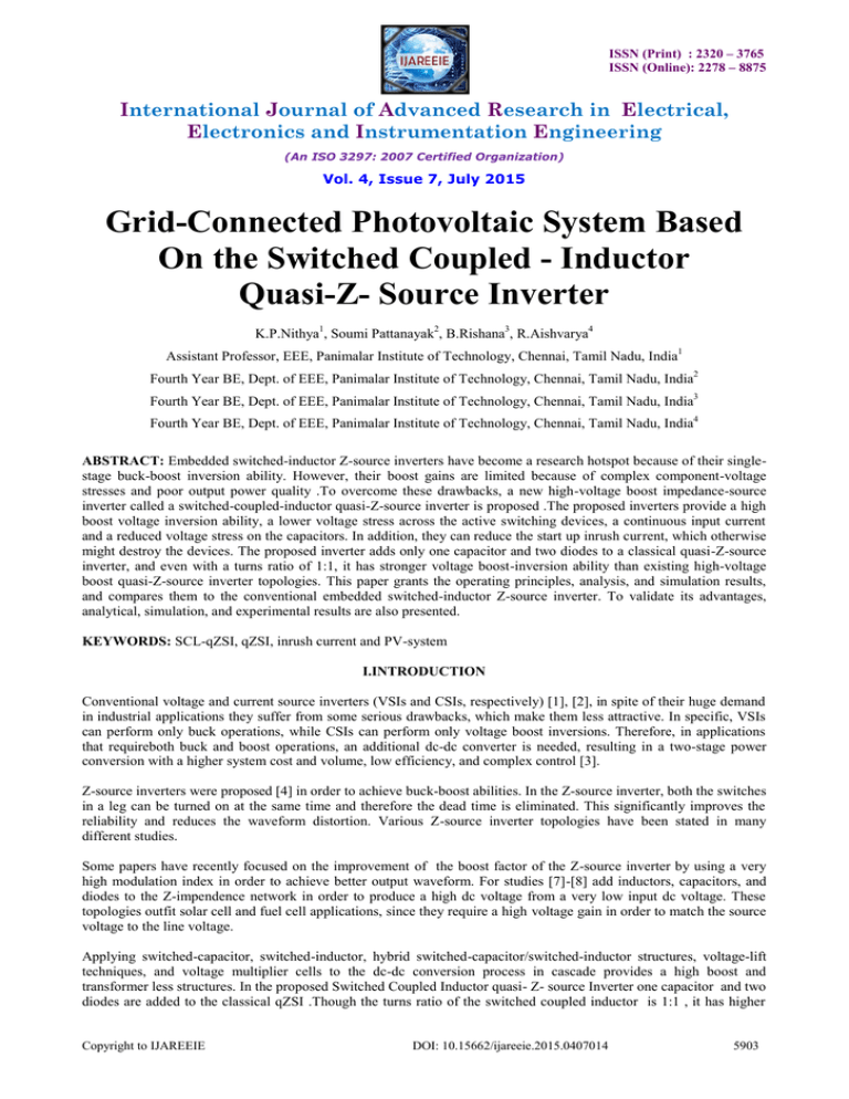 Grid Connected Photovoltaic System Based On The Switched