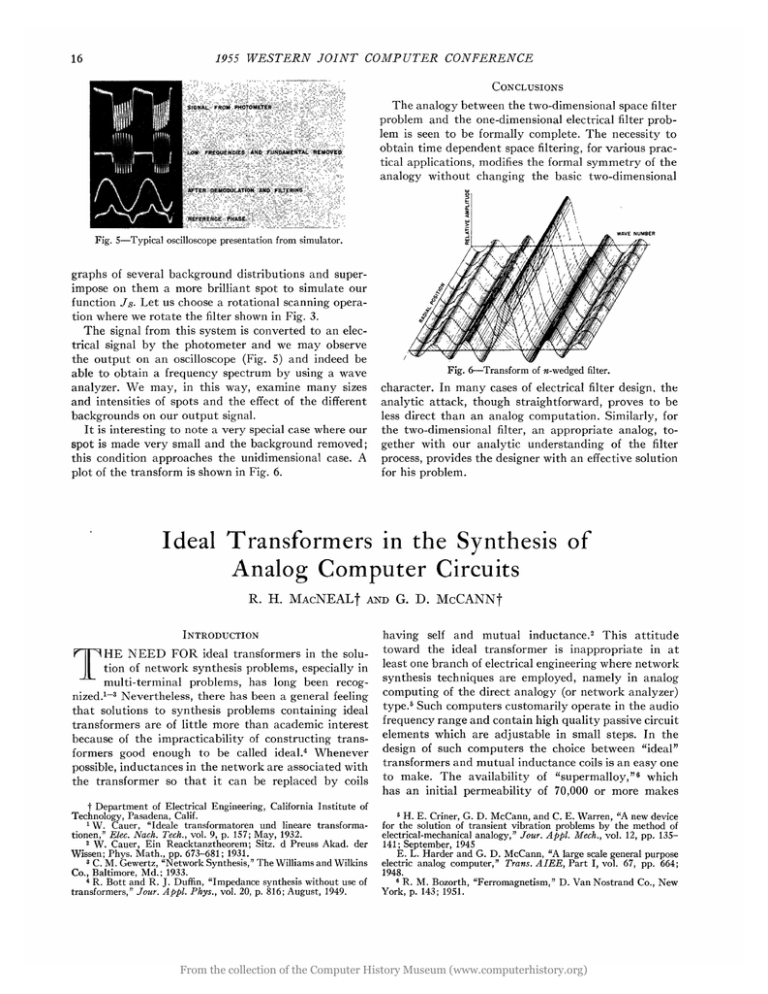 Ideal Transformers in Synthesis of Analog Computers