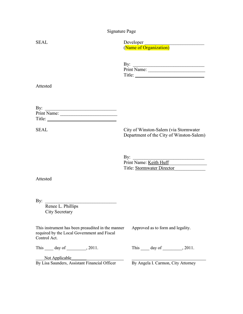 Signature Page Example For Agreement pdf City Of Winston Signature Page Example For Agreement pdf City Of Winston