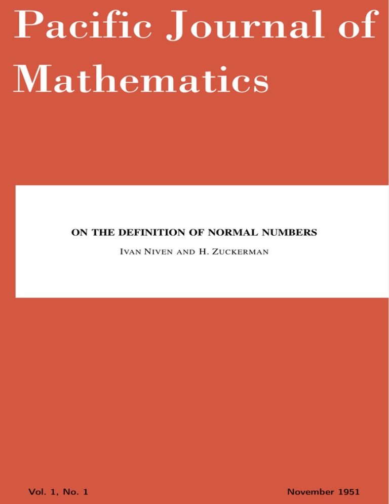On The Definition Of Normal Numbers