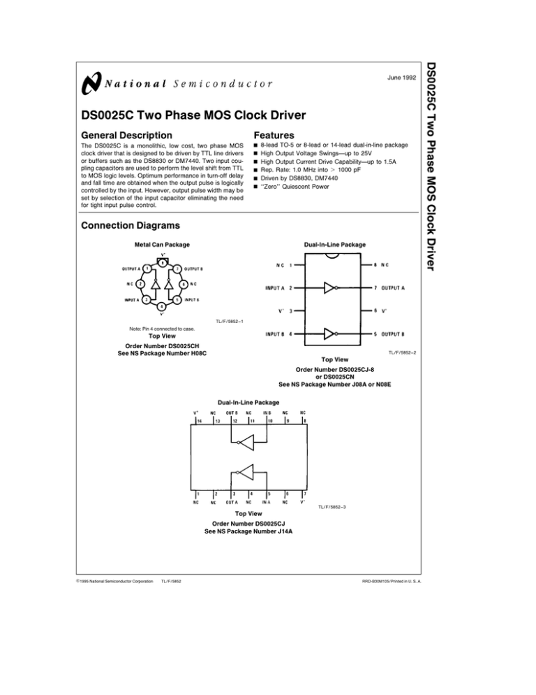 DS0025C Two Phase MOS Clock Driver
