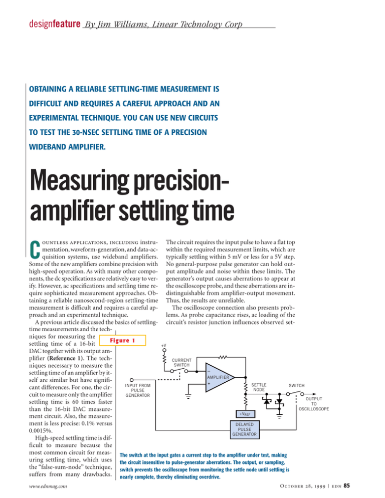 Measuring precision- amplifier settling time