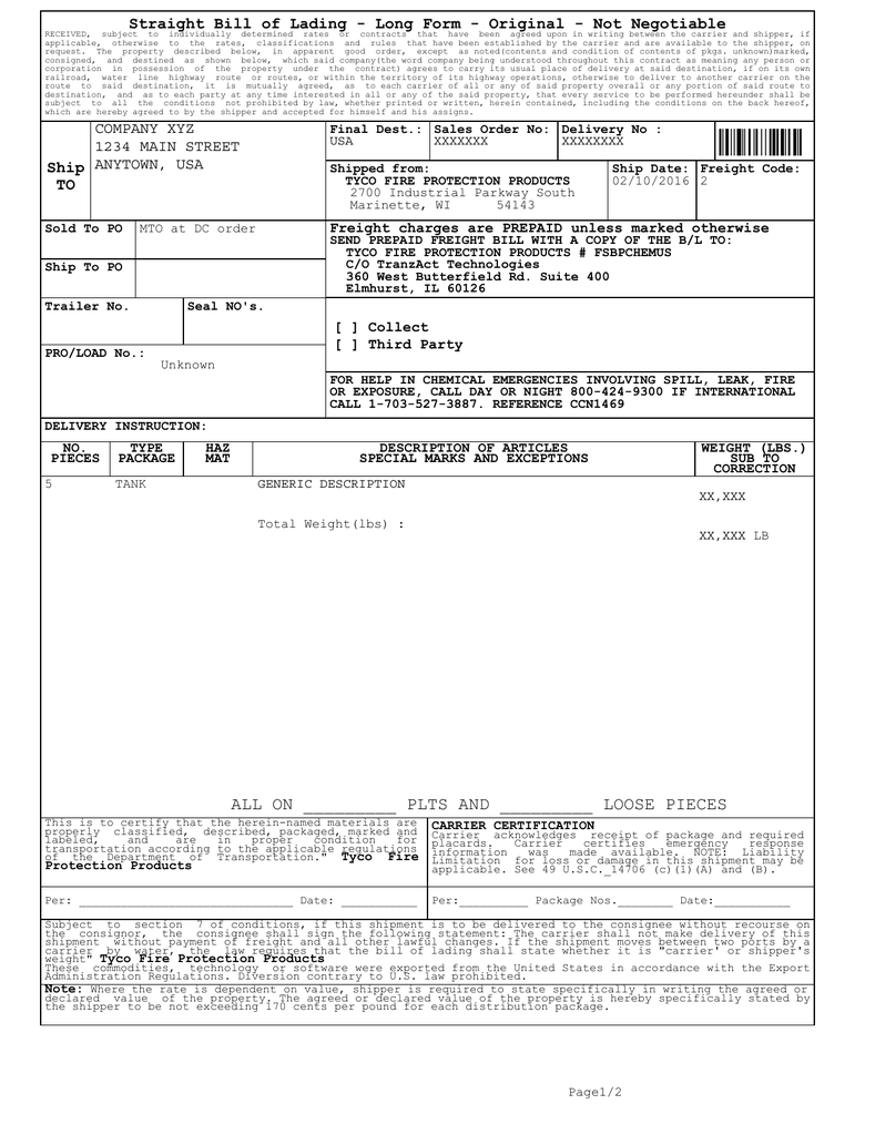 Bill Of Lading