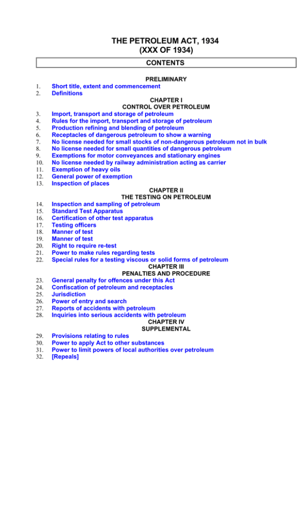 The Petroleum Act 1934 The Petroleum Act 1934