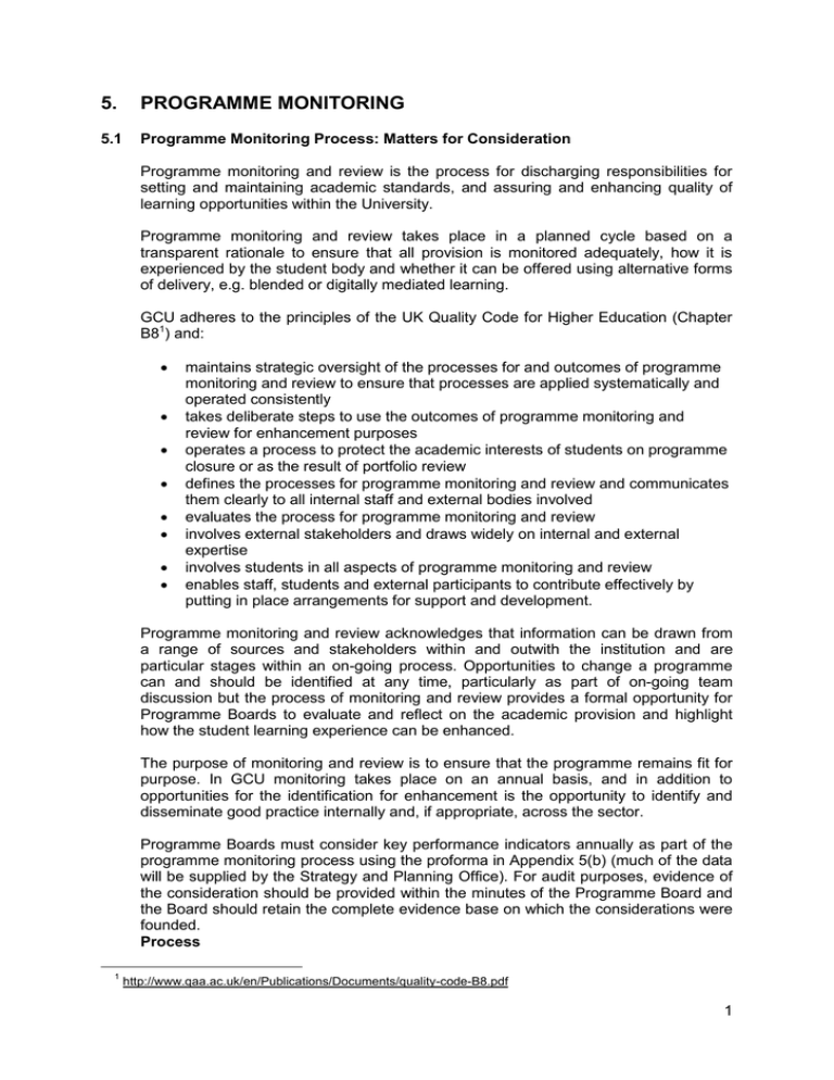 Section 5 Programme Monitoring
