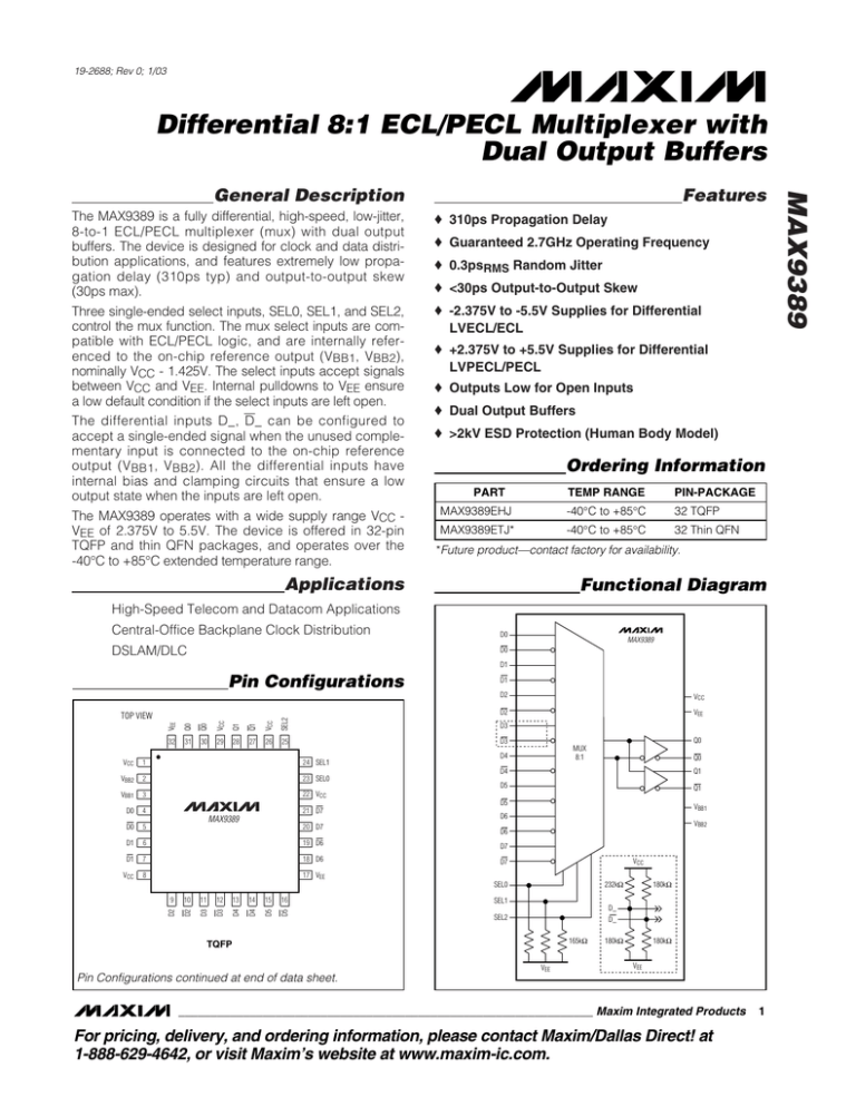 MAX9389 Part Number Search MAX9389 Part Number Search
