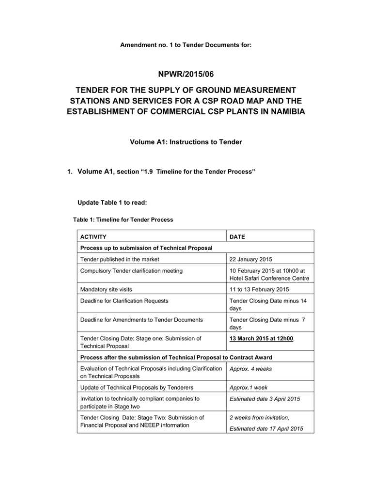 Npwr 2015 06 Tender For The Supply Of Ground Npwr 2015 06 Tender For The Supply Of Ground