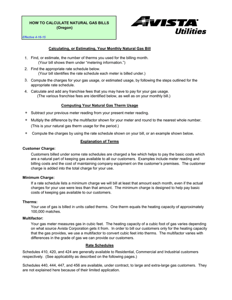Calculating Or Estimating Your Monthly Natural Gas Bill 1