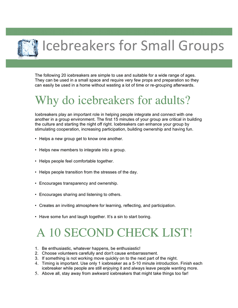Icebreakers For Small Groups Harvest Bible Chapel Indy West