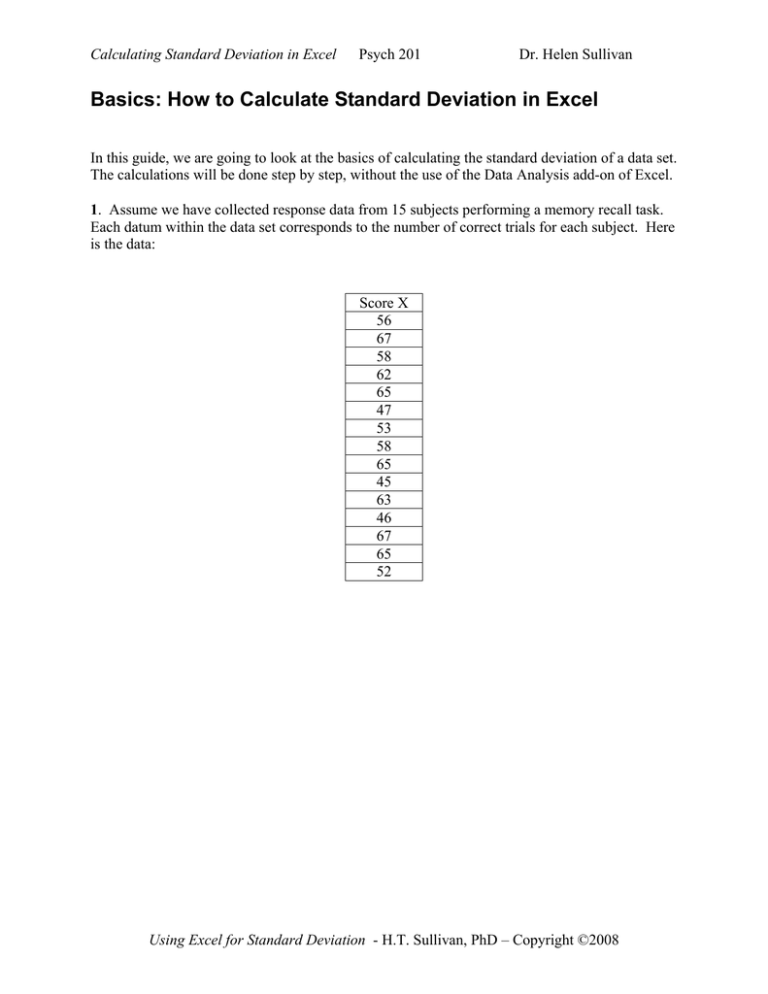 Basics How To Calculate Standard Deviation In Excel