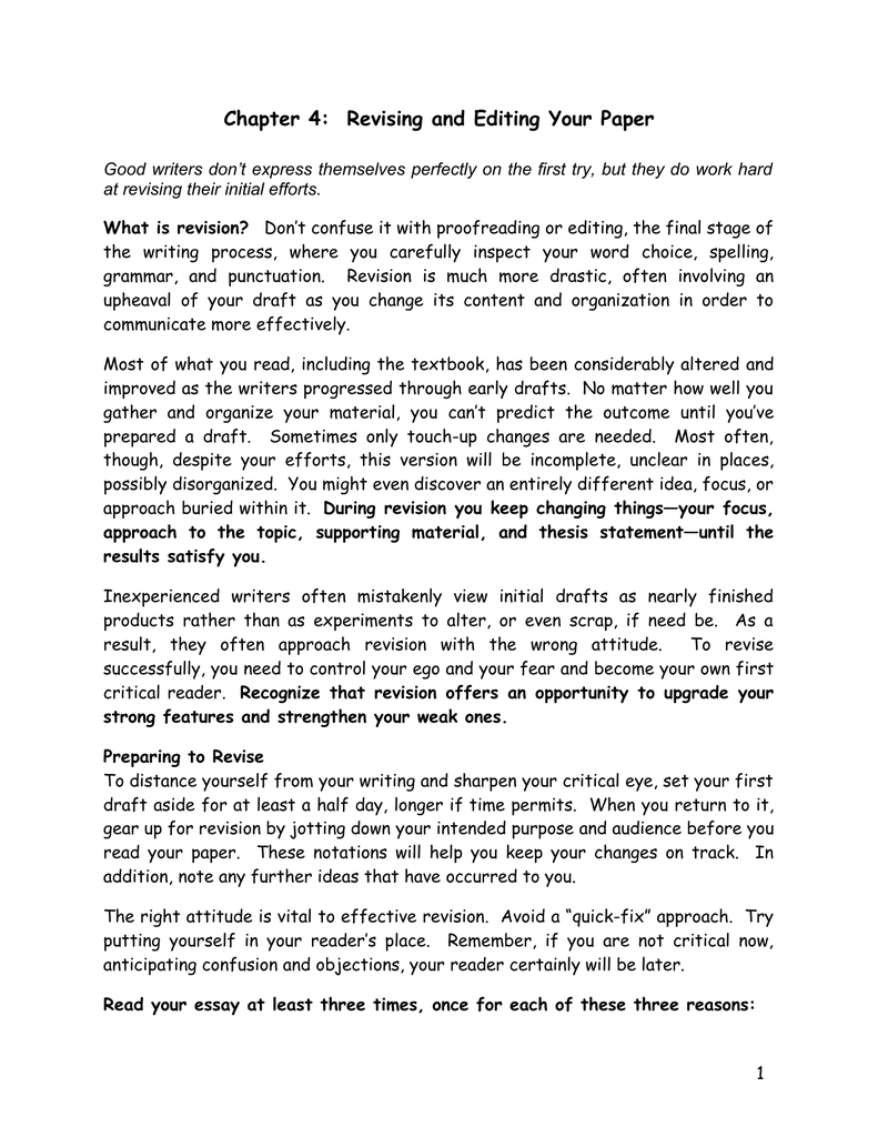 Chapter 4 Revising And Editing Your Paper Chapter 4 Revising And Editing Your Paper