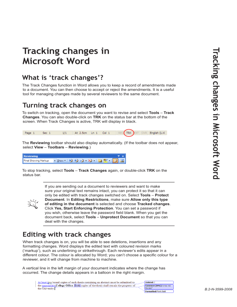 Tracking Changes In Microsoft Word