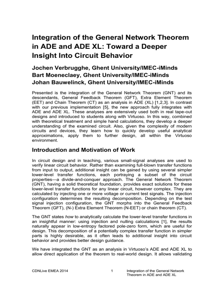 GNT Integration in ADE XL: Circuit Analysis