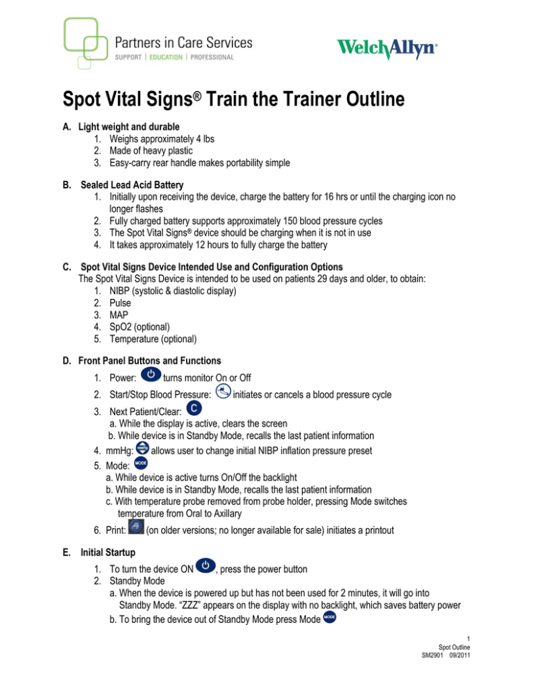 Spot Vital Signs Train The Trainer Outline