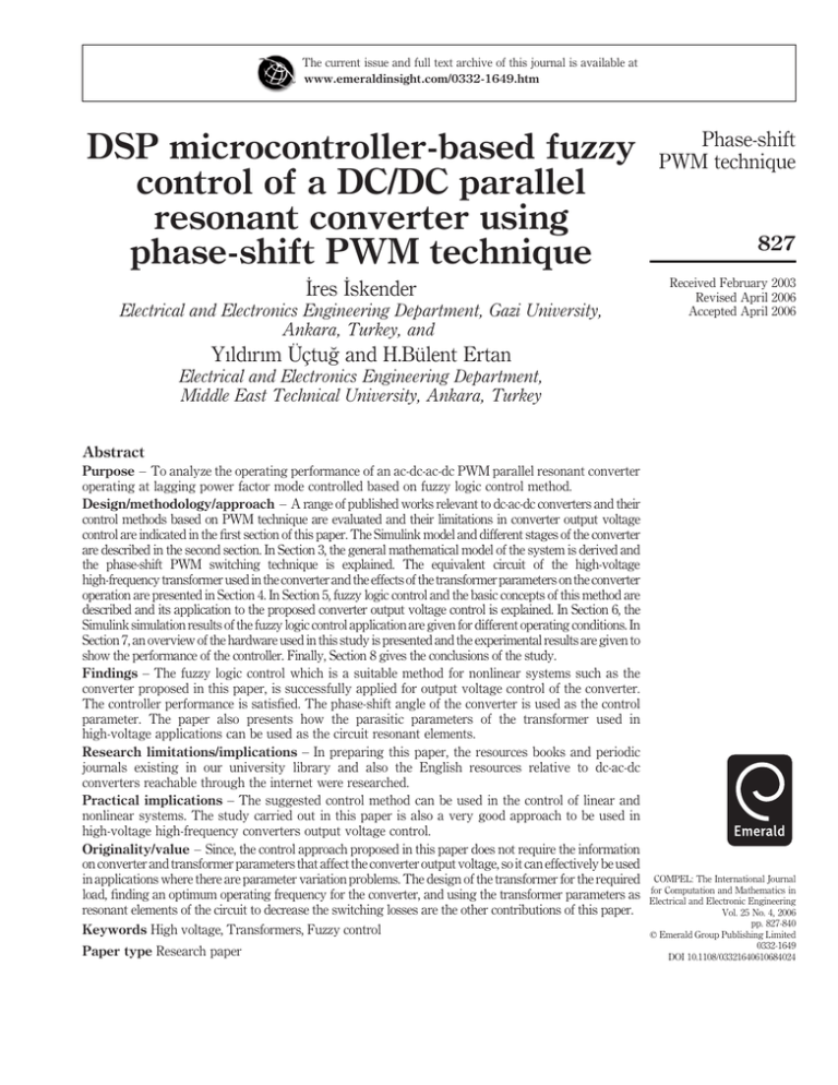Dsp Microcontroller Based Fuzzy Control Of A Dcdc Parallel