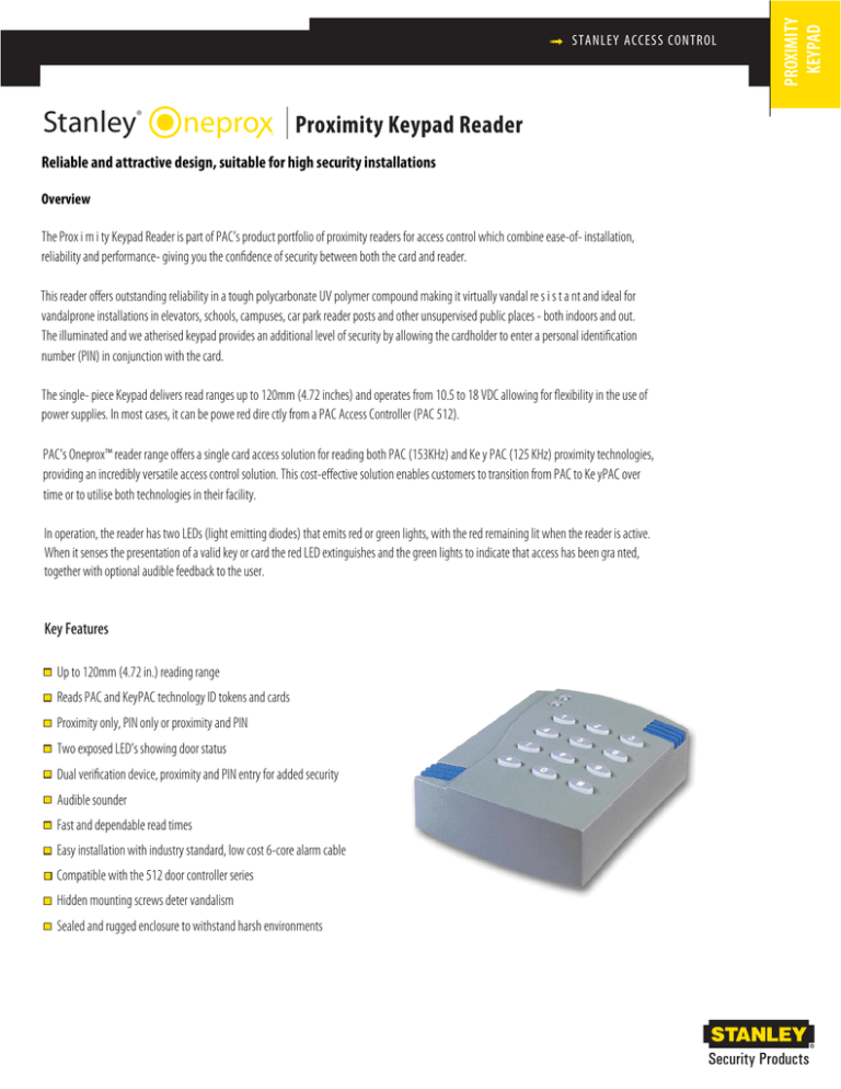 Proximity Keypad Reader