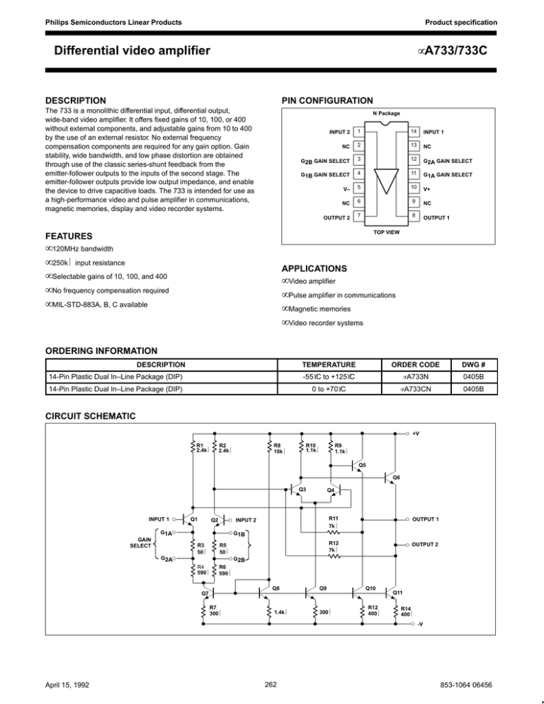 Differential video amplifier