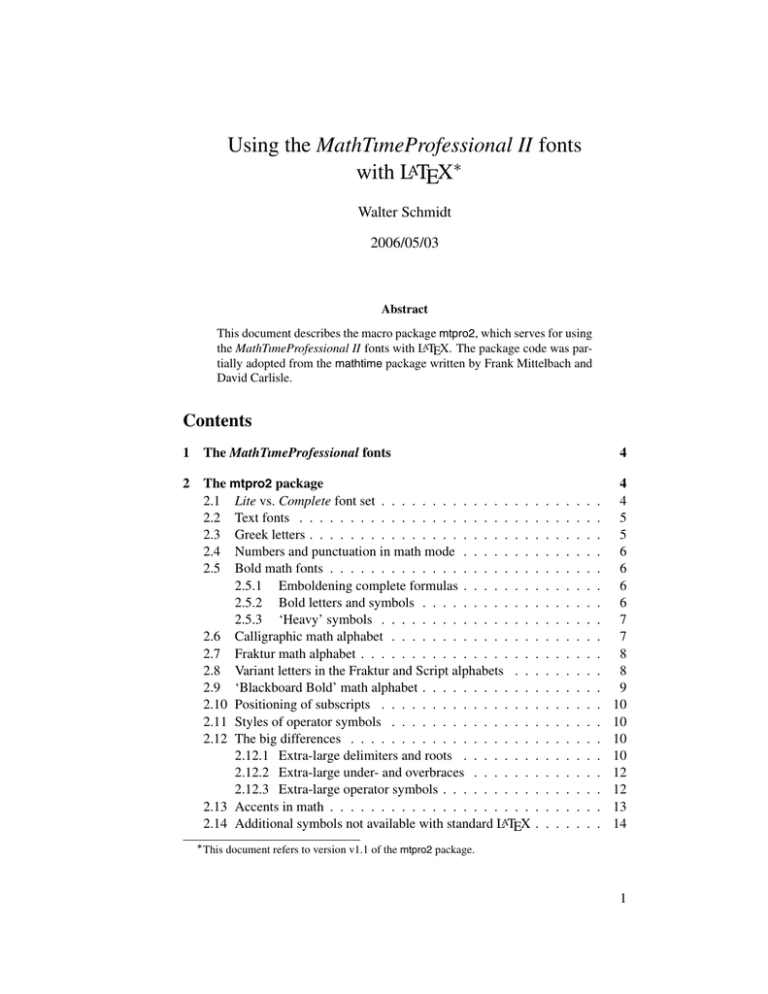 Using The MathT meProfessional II Fonts With LATEX