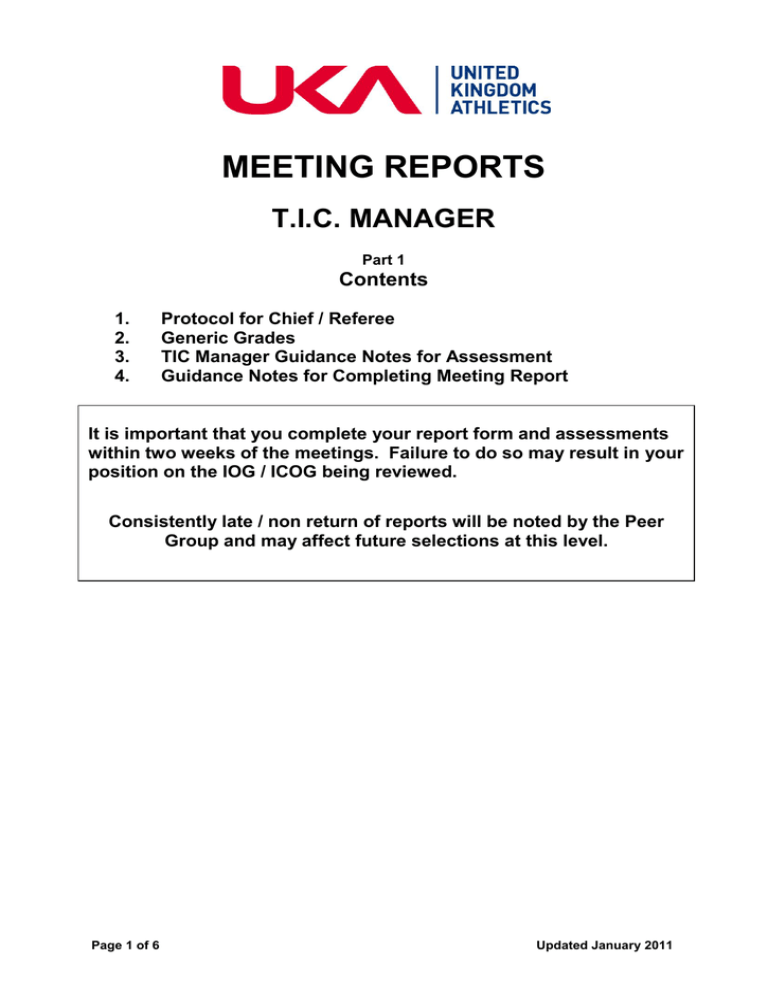 TIC Manager Guidance Notes - Updated January 2011