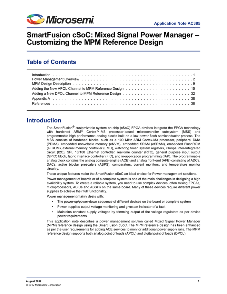 SmartFusion cSoC Mixed Signal Power Manager