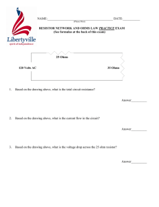 Ohm`s Law and Power Equation Practice Worksheet