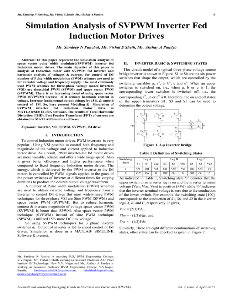 Simulation Analysis of SVPWM Inverter Fed Induction Motor