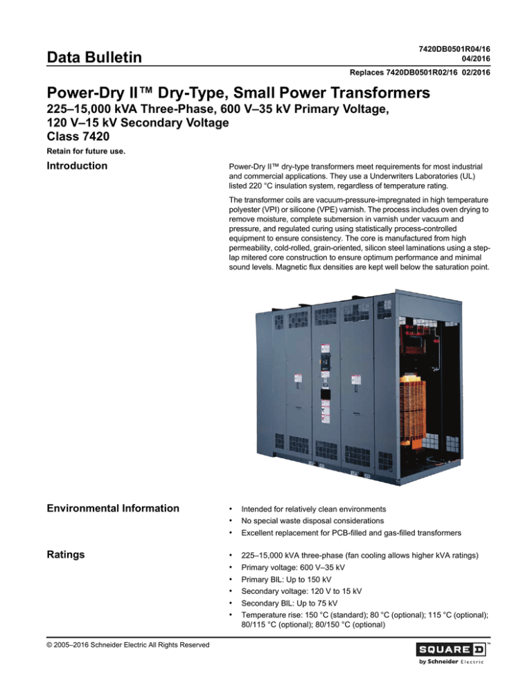 Data Bulletin Power Dry II Dry Type Small