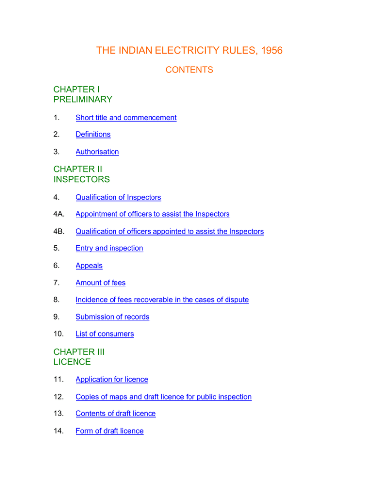 The Indian Electricity Rules 1956 Directorate General Of Mines Safety The Indian Electricity Rules 1956 Directorate General Of Mines Safety