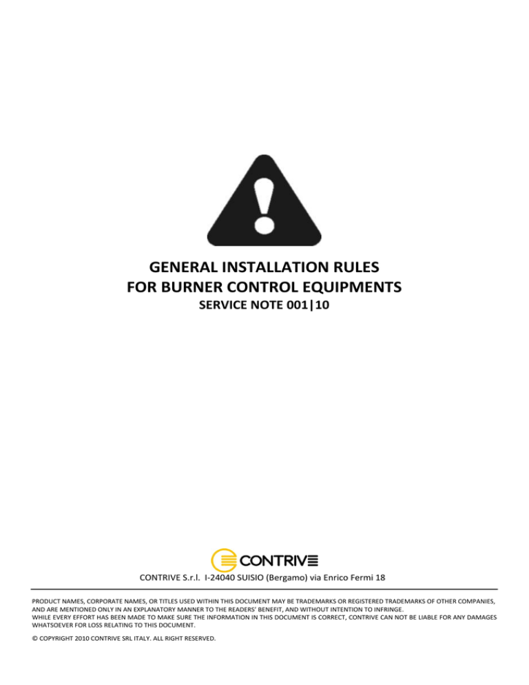 general installation rules for burner control equipments
