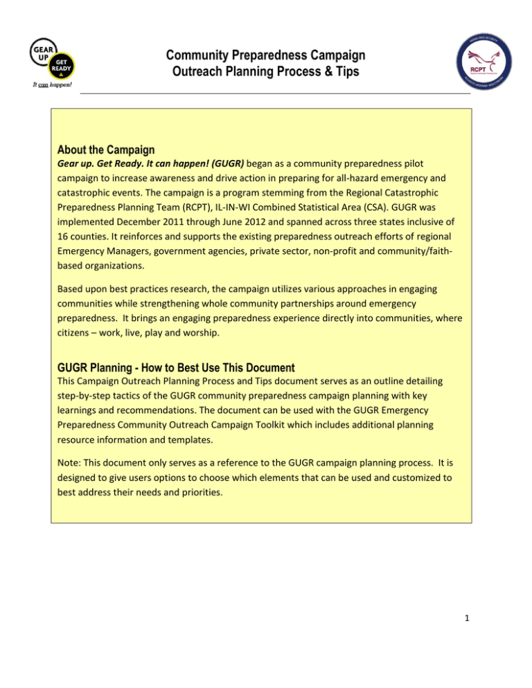 Outreach Planning Process and Tips