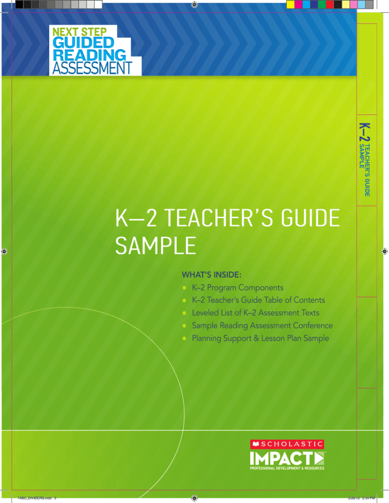 K 2 Teacher s Guide Sample