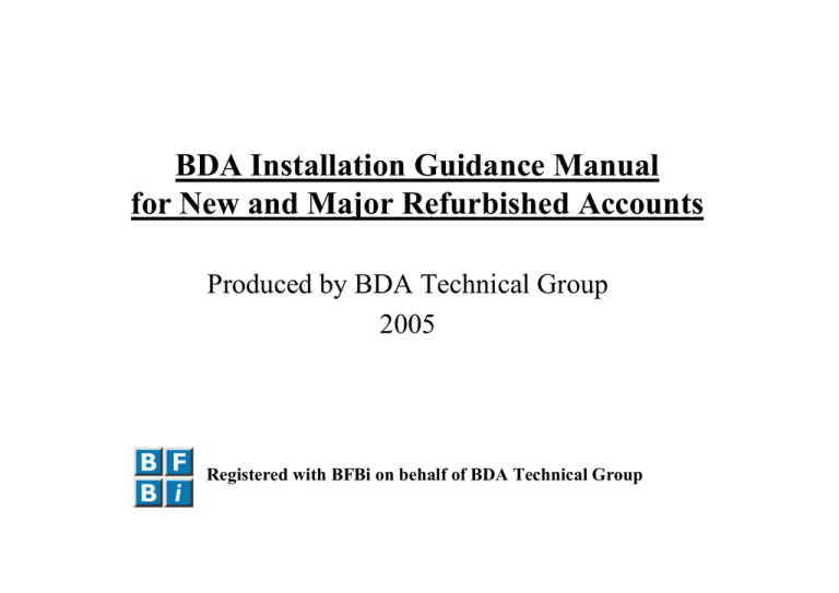 Draft FBI Installation Manual for New and Major Refurbished