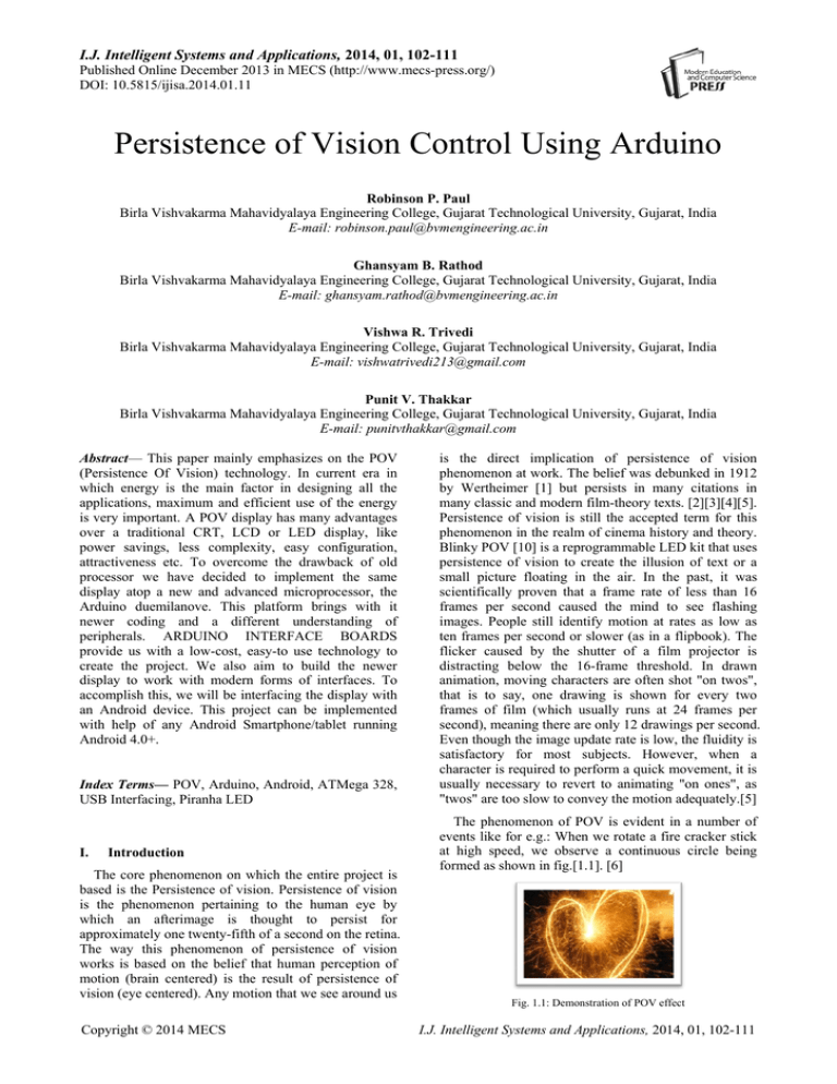 Persistence Of Vision Control Using Arduino