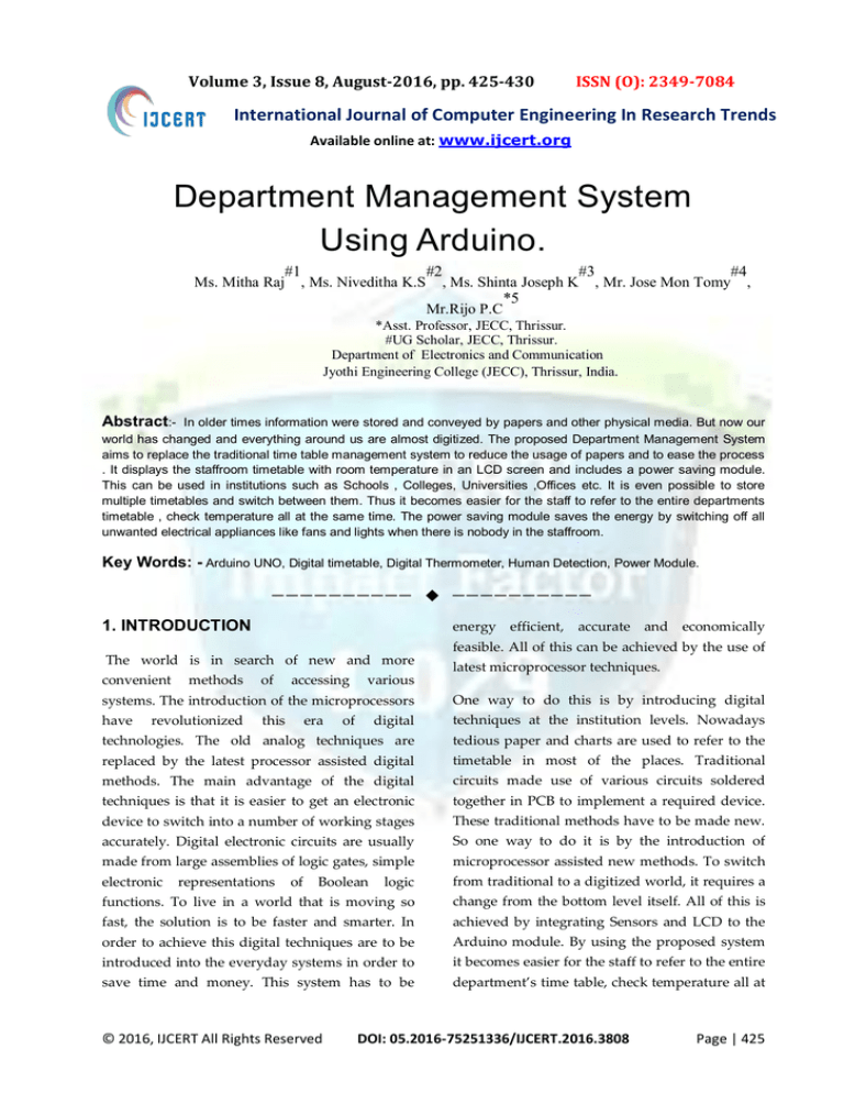 Department Management System Using Arduino.