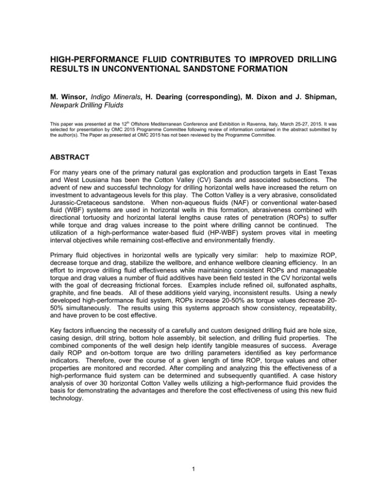 high-performance fluid contributes to improved drilling