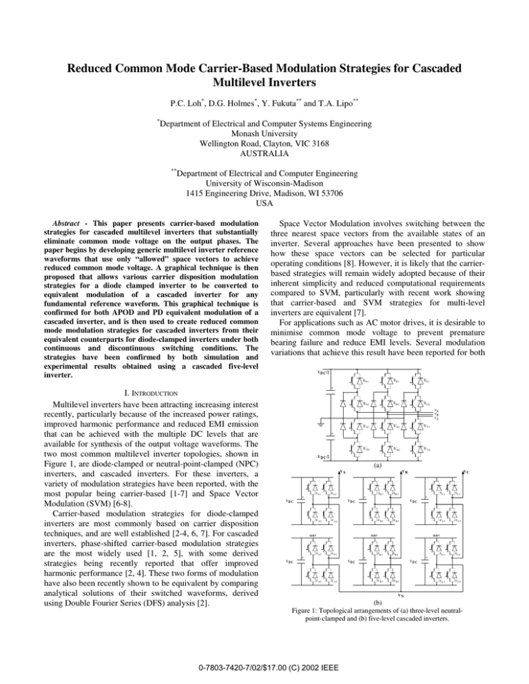 Reduced Common Mode Carrier Based Modulation Strategies For