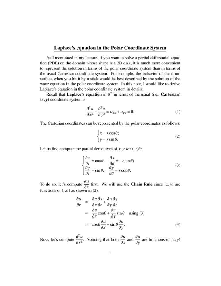 Laplace s Equation In The Polar Coordinate System