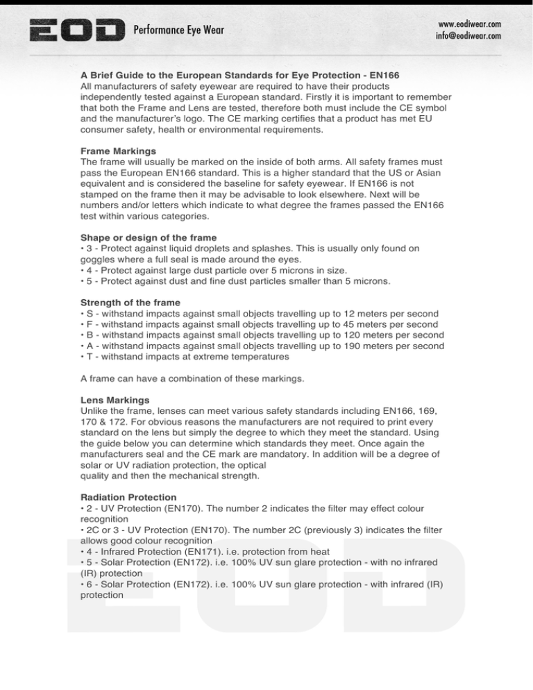 A Brief Guide To The European Standards For Eye A Brief Guide To The European Standards For Eye