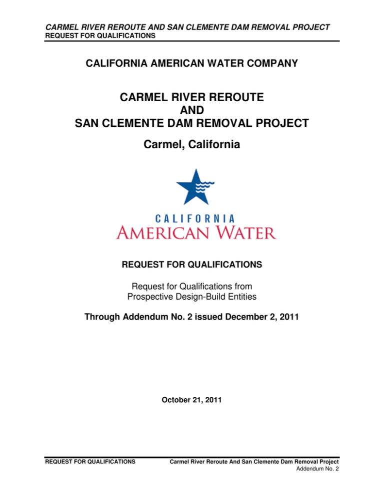 CARMEL RIVER REROUTE AND SAN CLEMENTE DAM REMOVAL