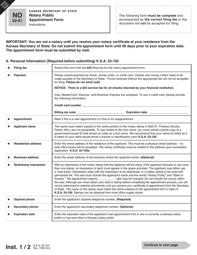 Notary Public Appointment Form