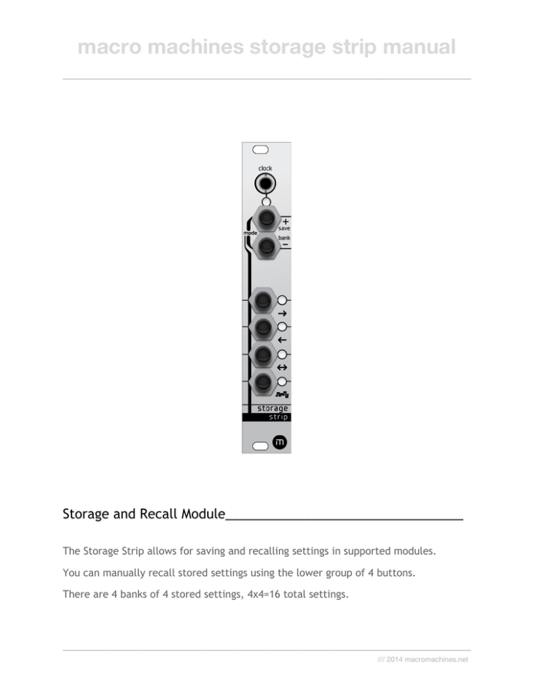 macro machines storage strip manual